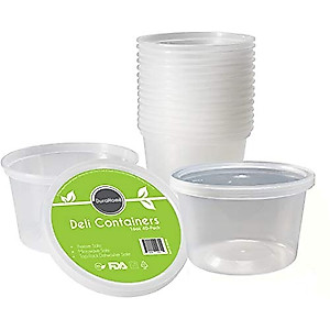 DuraHome - Deli Containers with Lids Leakproof - 40 Pack BPA-Free Plastic Microwaveable Clear Food Storage Container Premium Heavy-Duty Quality, Freezer & Dishwasher Safe (16 oz.)
