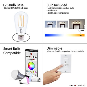 Linea di Liara Scolare Black Pendant Light Fixture Modern Farmhouse Pendant Lighting for Kitchen Island Schoolhouse Vintage Pendant Lamp Kitchen Pendant Light with Clear Glass Shade, Bulb Included