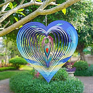 12" 3D Hanging Wind Spinners Windmills for The Yard Garden Decoration Large Metal Wind Chimes Sculptures Catchers Swivel Hooks Yard Haning Spinner Outdoor Indoor Crafts Pinwheel Lawn Art Home Decor
