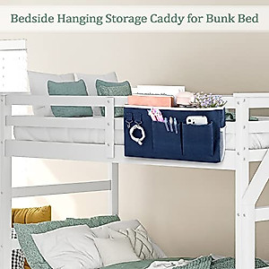 Trycooling Bedside Caddy, Bedside Organizer Caddy Hanging Storage for Dorm Rooms Bed Rails Bunk Hospital Beds Crib (2pc Navy Blue)