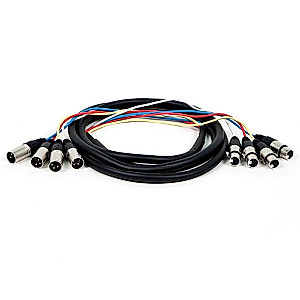Monoprice XLR Male to XLR Female Snake Cable - 10 Feet- Black/Silver, 4-Channel, Metal Connector Housings Plastic and Rubber Cable Boots