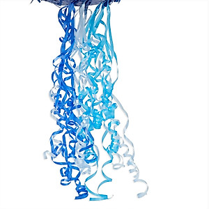 BLUE PANDA Number 4 Pull String Pinata for Boys, 4th Birthday Party Decorations, Ombre Blue (16.5 x 12 x 3 In)