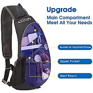 G4Free Sling Bags Men Shoulder Backpack Small Cross Body Chest Sling Backpack (Black-Grey)