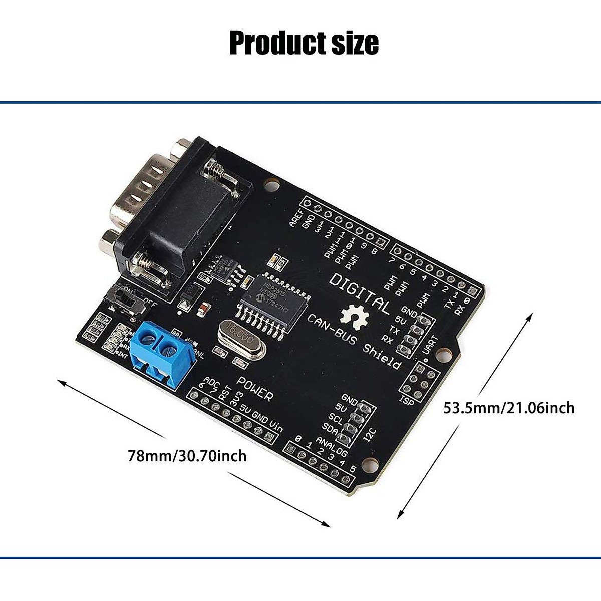 KOOBOOK 2Pcs MCP2515 CAN Bus Shield Controller Expansion Board Development Board SPI Interface Communication Speed High for Arduino