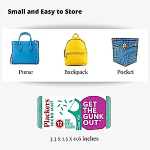 Plackers Micro 12 Counter Flosser with Travel Case, Mint, 2-Pack