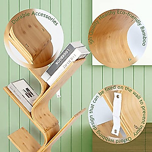 NA 8-Tier Bamboo Tree Modern Bookshelf, Creative Curved Standing Bookcase Rack Book Storage Organizer Shelves, Display Floor Book Shelf Space Saver for Home Office Living Room Bedroom