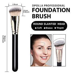 Makeup Brushes Dpolla Pro Foundation Brush and Flawless Concealer Brush Perfect for Any Look Premium Luxe Hair Contour Brush Perfect for Blending Liquid,Buffing,Cream,Sculpting,Mineral Makeup(Black)