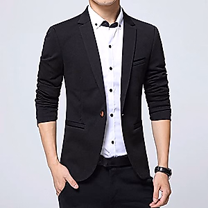 B-668 Black Long Sleeve Blazer for Mens Fall Winter Work Office Blazer Plain Blazer Coat Mens Button 2023 Clothes Trendy Regular Fit Country Concert Y2K K5 XXL