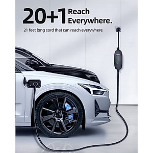 ShockFlo G Mini Level 1-2 EV Charger,16 Amp 110-240V 21ft Portable Electric Vehicle Charger,NEMA 6-20 Plug with NEMA 5-15 Adapter for J1772 Electric Cars