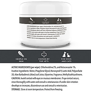 Smiling Paws Pets - Antibacterial & Antifungal Wipe for Dogs & Cats - Contains Ketoconazole & Chlorhexidine - Skin Treatment for Yeast Infection, Ringworm, Pyoderma, Bacteria & Fungus - 50ct (2 Pack)