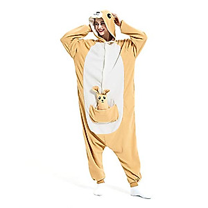 III HHONS kangaroo Onesie Animal Women/Men Adult Costume Halloween Cosplay Pajamas Onesies Christmas for Teen Small