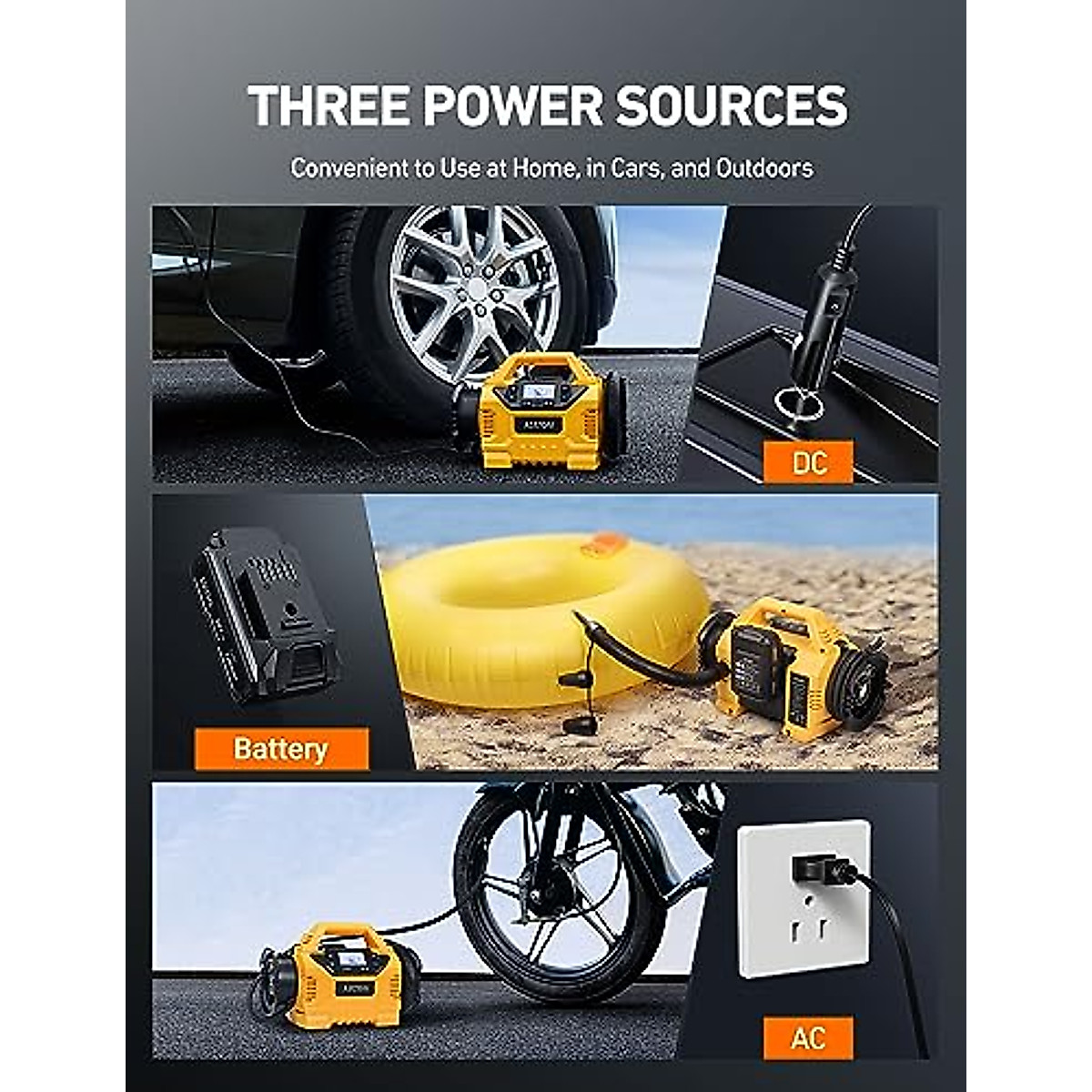 AstroAI Cordless Tire Inflator Portable Air Compressor for Car Tire Pump 160PSI with HD Screen, 3 Power Sources & Dual Powerful Motors, Heavy Duty Air Pump Inflation/Deflation father day gifts