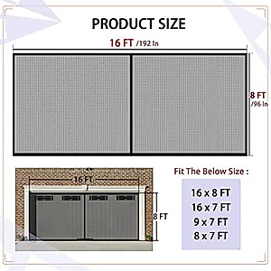 LydeLog Both-Way Magnetic Garage Door Screen, Glass Fiber Screen Cloth Magnetic Type Gravity Automatic Closing Screen, Hands Free Magnetic House Screen with Whole Framework Magic Tape (16 x 7 FT)