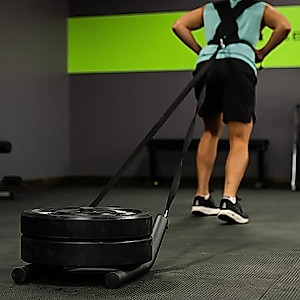 Rage Fitness R2 Weight Training Pull Sled with Harness. 90 LBS Capacity & 6.5 Feet Strap. Power Speed Sled Ideal for Endurance and Weight Training. Compatible with Bumper Plates(Black)