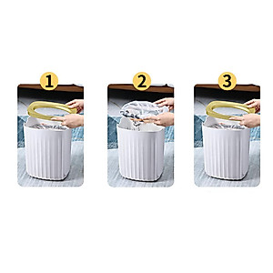 Happiness Decoration Plastic Garbage Can 4 Gallon Small Wastebasket Slim Garbage Can Square Trash Can for Kitchen, Bathroom, Bedroom, Home Office, Outdoor, Dorm Room (White-Gold)