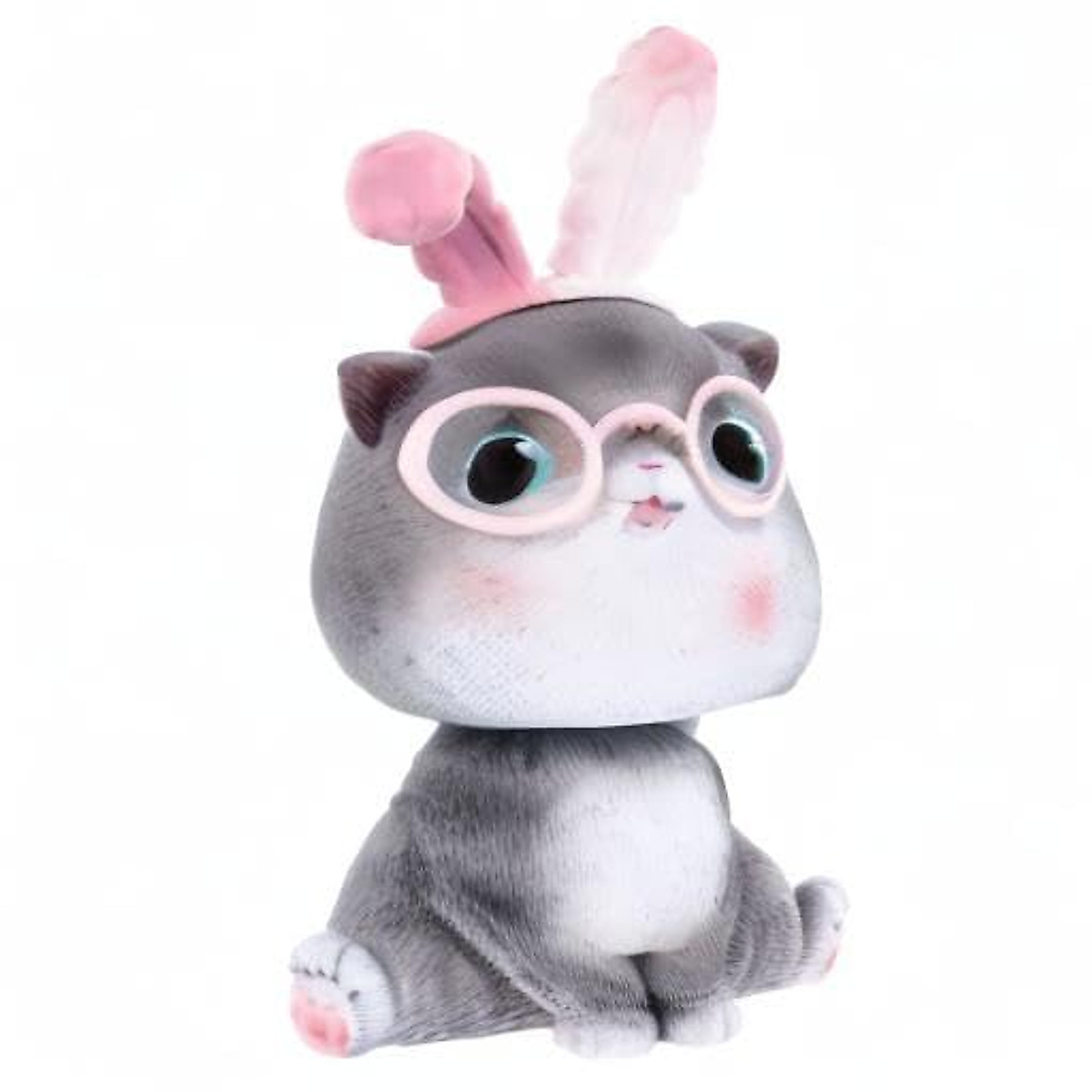 Amosfun Cat Bobblehead Ornaments Shaking Rabbit Ear Lucky Cat Figurines Animal Dancing Figure Toy Car Dashboard Decorations for Vehicle Home Office Desktop (Random)