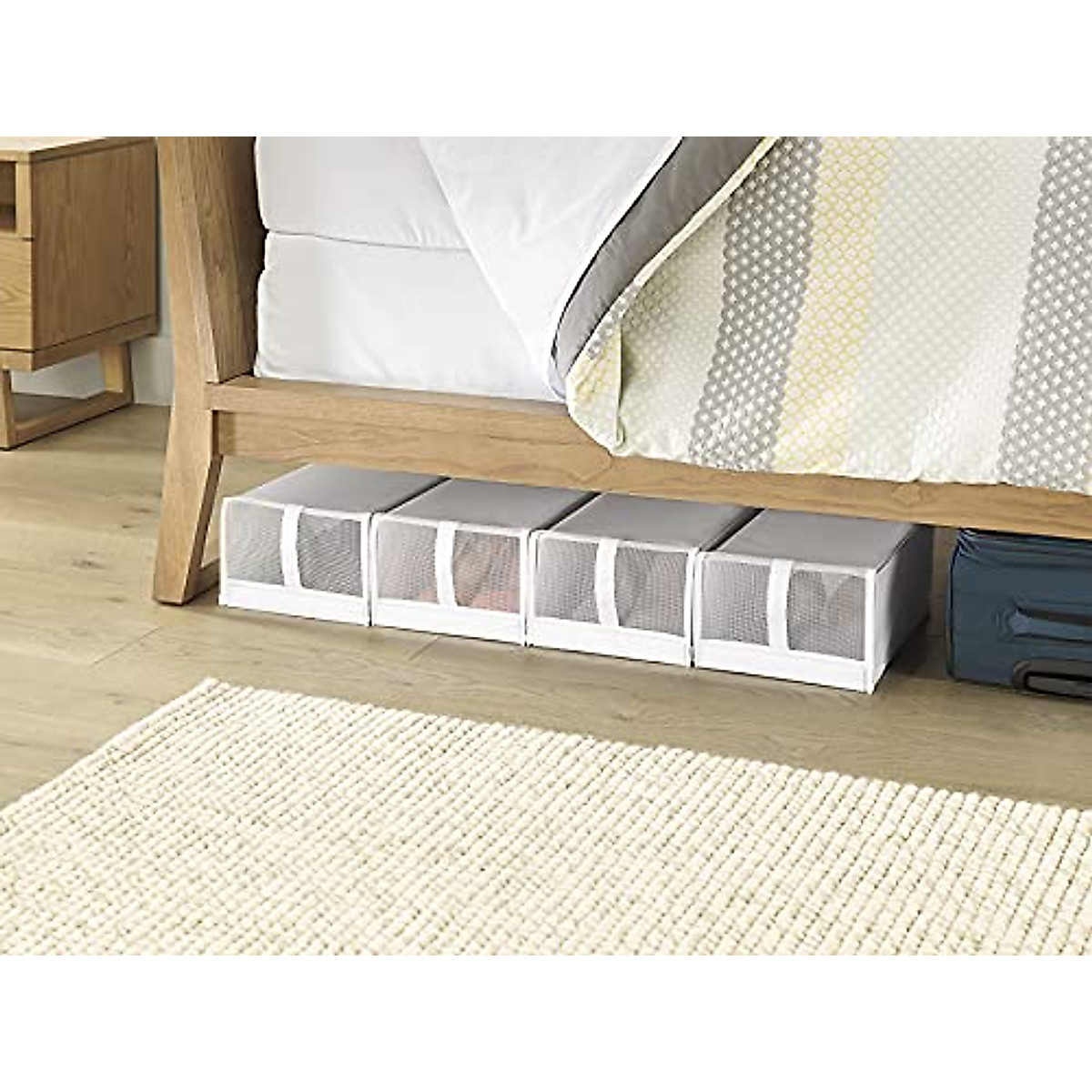 Whitmor White Mesh Shoe Boxes-Set of 4