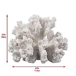 Decorative Sea Coral - White Medium Coral - 3.5in T x 4.5in W x 4in D - Faux Coral Reef Décor - Resin Coral Décor - White Coral Decoration - Coral Branch Décor - Coral Home Decoration