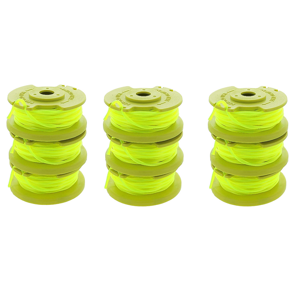 Ryobi One PLUS+ AC80RL3 OEM .080 Inch Twisted Line and Spool Replacement for Ryobi 18v, 24v, and 40v Cordless Trimmers (Pack of 9)