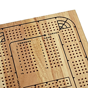 WE Games 4 Player Wooden Cribbage Board, Solid Natural Wood 4 Track Board, Plastic Pegs and Instructions, Card Games for Families and Adults
