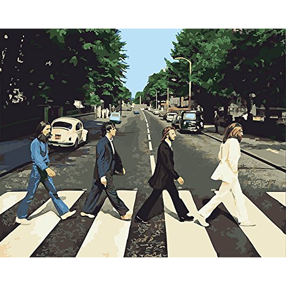 CaptainCrafts New DIY Paint by Numbers 16x20 " for Adults Beginner Kit, Kids Linen Canvas - Street View, The Beatles Band (Frameless)