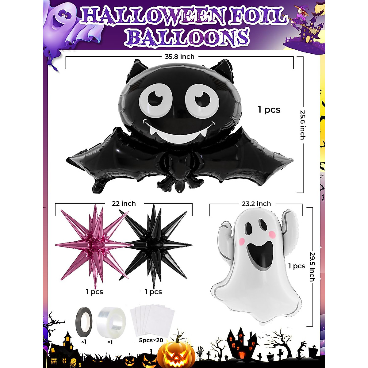 Pink Halloween Balloon Garland Arch Kit,130pcs Halloween Pink Black Silver Balloons With Starburst,Ghost,Bat Foil Balloons for Girl,Birthday,Baby Shower,Spooky One,Halloween Party Decorations