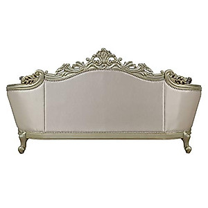 ACME Furniture Gorsedd Sofa with 5 Pillows, Cream Fabric and Antique White