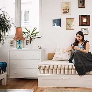 BOLUO White Nightstand with Fabric Drawers, Large Night Stand 3 Drawer Dresser for Bedroom, Closet, Girls Modern