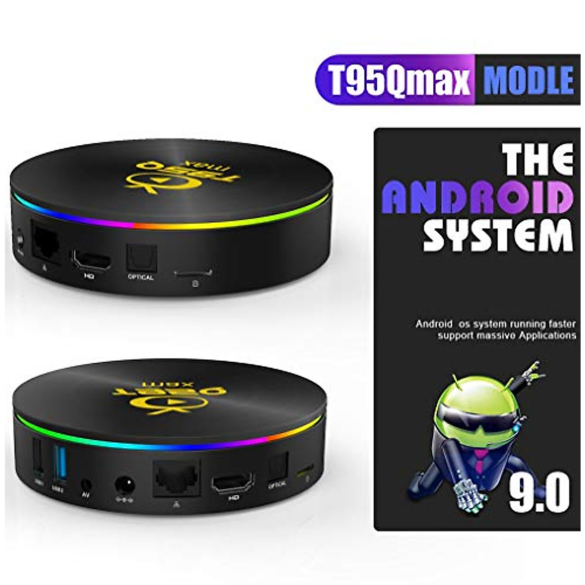 Android 9.0 TV Box T95Q Amlogic S905X3 with 4GB Ram 64GB Rom 4K Ultra HD H.265 Dual Band WiFi Bluetooth 4.0 Media Box 2.4/5Ghz WiFi 100M Lan