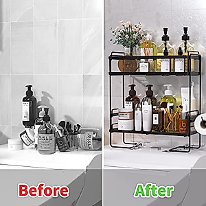 NUTSAAKK Bathroom Over The Toilet Storage Shelf, 2-Tier Bathroom Organizer Over Toilet, Above Toilet Storage with Non-Trace Adhesive, No Drilling Toilet Organizer, Toilet Paper Holder (Upgrade Black)