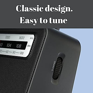 Philips AM FM Radio - Portable Radio 2000 Series with Speaker, AC Or Battery Operated Radio - Powered Radios Portable AM FM for Travel with 3.5mm Headphone Jack And Frequency Tuner, Telescopic Antenna