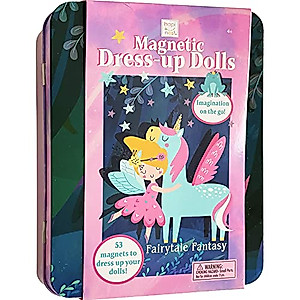 Hapinest Magnetic Dress Up Dolls for Girls, Magnet Dolls Dress Up, Pretend & Play Magnetic Travel Toys Tin Playset, Magnetic Doll Dress Up Kits for Girls Ages 4 5 6 7 Years and Up, Fairytale Fantasy