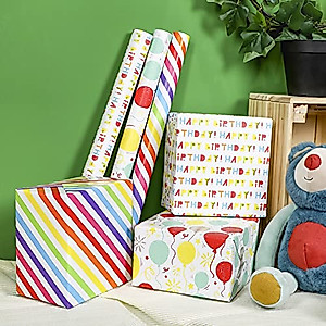 MAYPLUSS Birthday Wrapping Paper Roll - Mini Roll - 17 inch X 120 inch Per roll - Balloon Design (42.3 sq.ft.TTL)