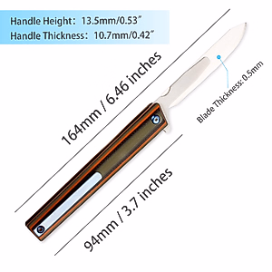 TENCHILON G37 Small Pocket Scalpel Knife, 10pcs #60 Replaceable Blades, Slender Compact Slim Gentleman's Flipper Folding Scalpel EDC Utility Knives with Blue Titanium Belt Clip