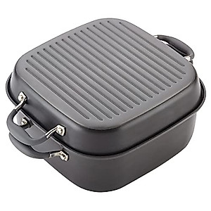 Anolon Advanced Hard Anodized Nonstick Grill Pan / Griddle and Roaster - 11 Inch, Gray