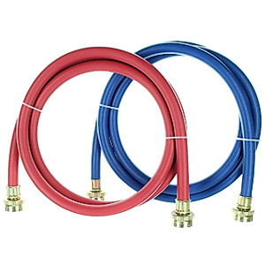 2 Pack Rubber Washing Machine Hoses (4 Foot) Color Coded by Kelaro