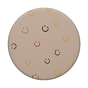 Smile Face Doodle Beige Brown 90s Y2K Aesthetic PopSockets Standard PopGrip