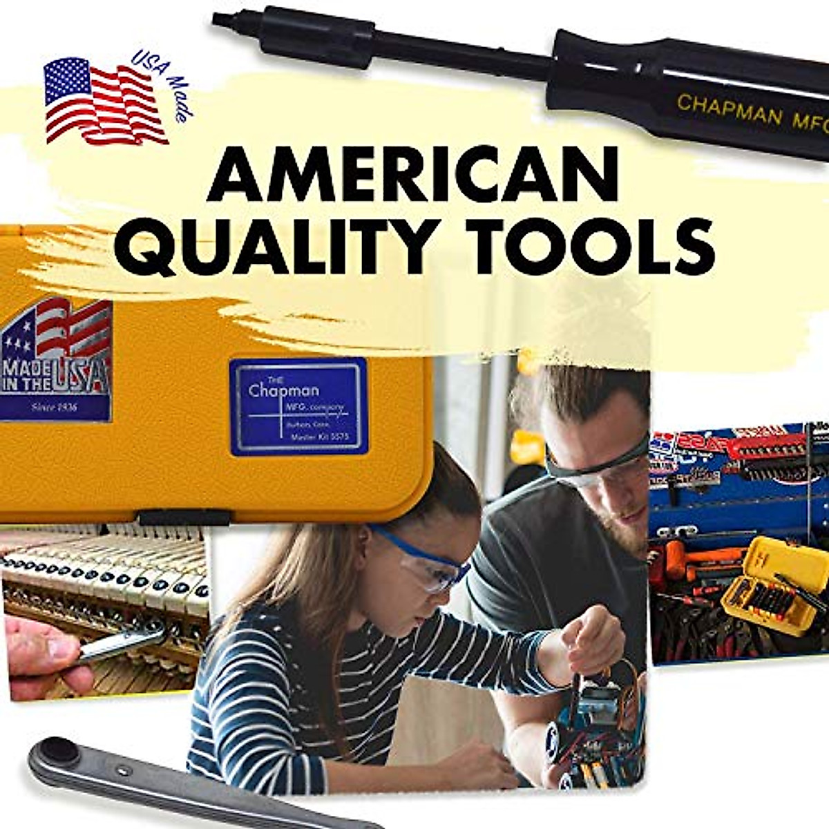 Chapman MFG 5575 Master Screwdriver Set - Includes Phillips, Metric, Slotted, SAE & Metric Hex Bits, Star Bits (for Torx Screws) - Complete Set Offers 51 USA Made Insert Bits & 300+ Combinations
