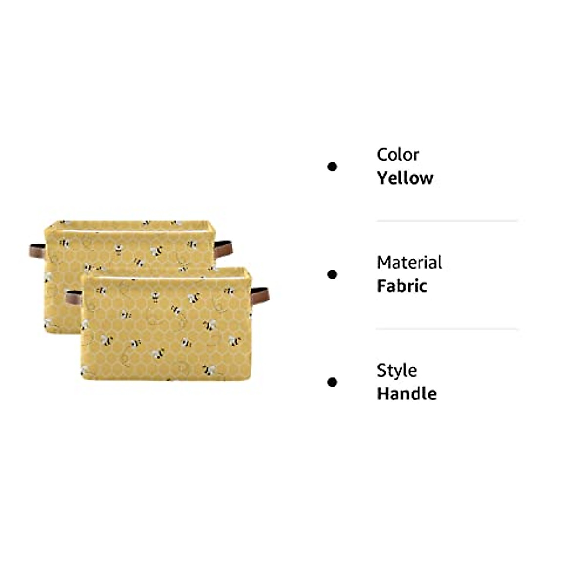 Storage Basket Cube Yellow Animal Bee Honey Comb Large Collapsible Toys Storage Box Bin Laundry Organizer for Closet Shelf Nursery Kids Bedroom,15x11x9.5 in,2 Pack