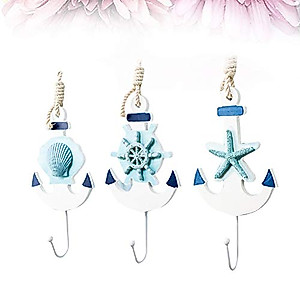 Cabilock 3pcs Mediterranean Ocean Style Wall Hook Coat Hook Clothes Hooks Hanger Wall Hanging Hooks for Home