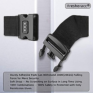 Child Baby Safety Strap Lock Latch for Fridge Refrigerator Freezer Cabinet Drawer RV Oven, (2 Packs) 1000 Combination Reusable Toddler Kids Proof Door Safe Locks Easy to Install No Damage (Black)
