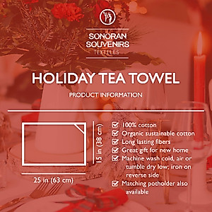 Sonoran Souvenirs Gnome Cooking Christmas Gnome Couple Novelty Tea Towel (15" W × 25" H) 100% Cotton Absorbent Dishtowels for Holiday Kitchen Decor