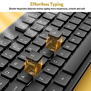 Wireless Keyboard and Mouse, Trueque Silent 2.4GHz Cordless Full Size USB Mouse Combo, Long Battery Life, Lag-Free for Computer, Laptop, PC, Windows, Mac, Chrome OS (Black)