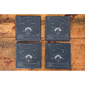 Greatest Royals Plays: Slate Coasters (Set of 4) | Best Gift Idea for Sports Lovers | Royals Historic Moments Gifts