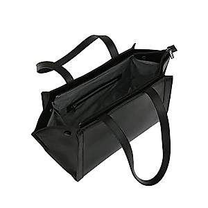 Pixie Mood Valentina 13.5 x 9 Vegan Leather Expandable Small Tote Bag, Black