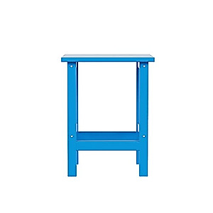 WestinTrends Outdoor Side Table, All Weather Poly Lumber Adirondack Small Patio Table Square End Table for Pool Balcony Deck Porch Lawn Backyard, Pacific Blue
