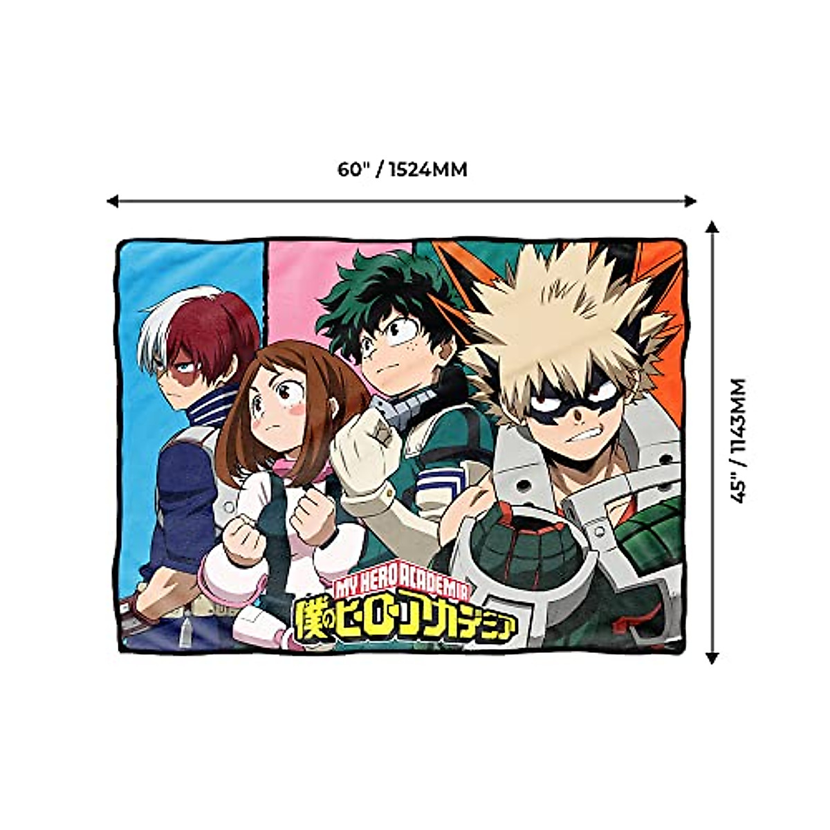 JUST FUNKY My Hero Academia Class 1-A Fleece Throw Blanket | 45 x 60 Inches - A Plus Ultra Gift for Fans - Comfy and Warm Featuring Deku, All Might & More - Great for Home, Travel, and Gifting