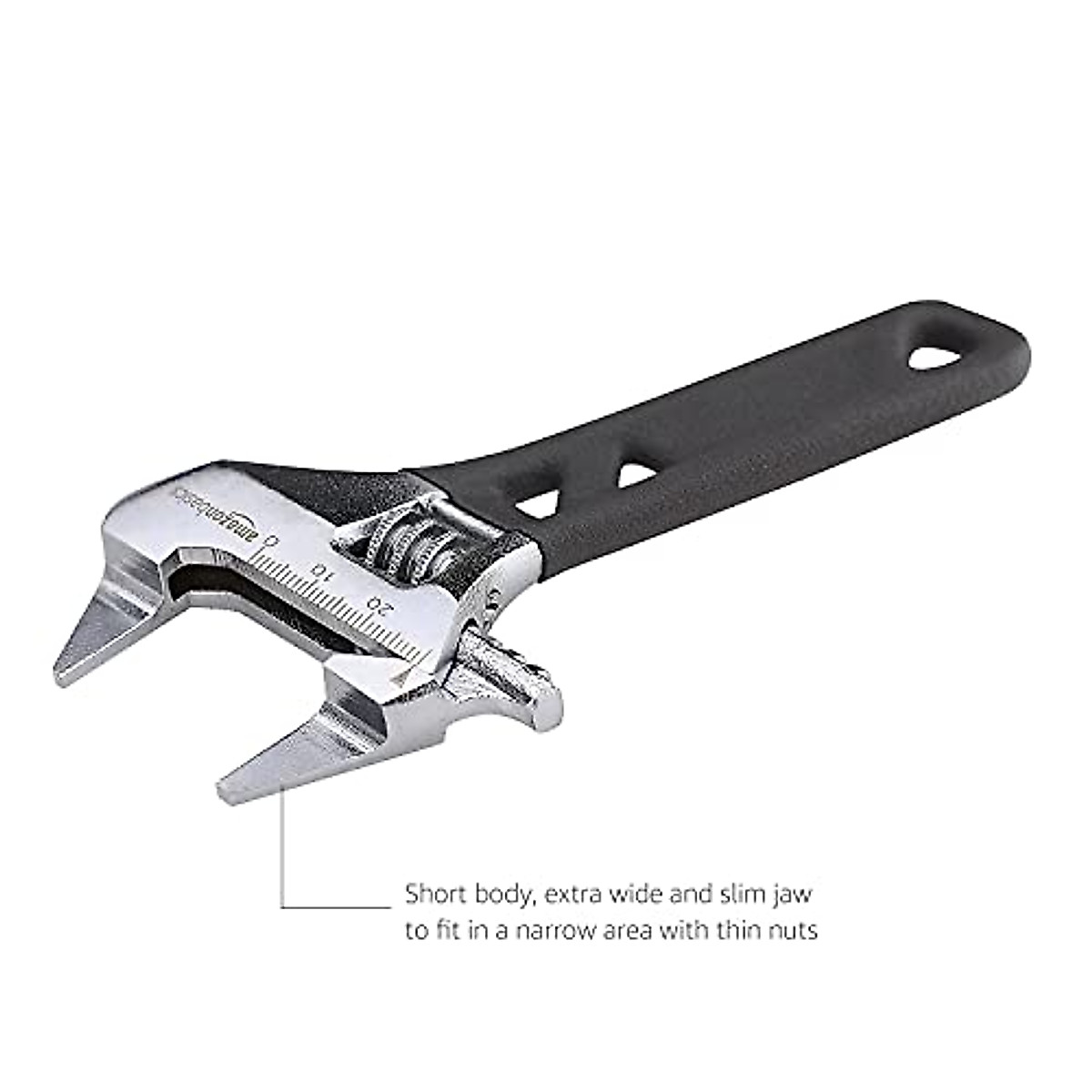 Amazon Basics 5.5-Inch (140mm) Slim Jaw Adjustable Wrench, 1-3/16-Inch(30mm) Jaw Capacity