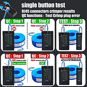 NOYAFA NF-468CS Network Cable Tester Telephone & Continuity Tester Ethernet Cable Mapper for RJ45/RJ11/RJ12/CAT5/CAT6/POE Test UTP/STP Network Test Tool (Black)