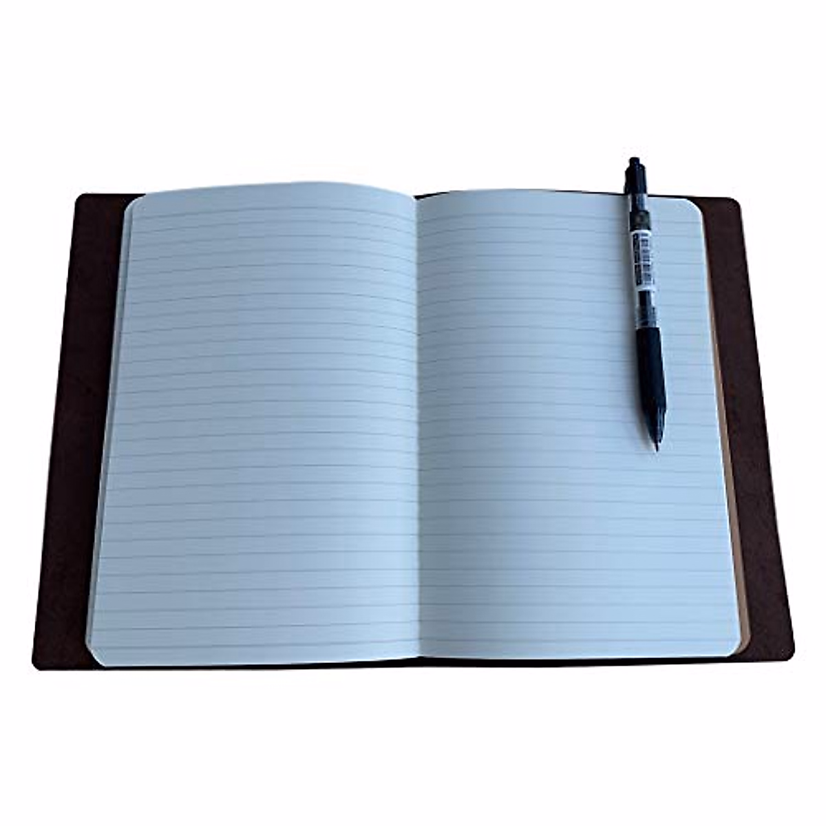 Refillable Leather Travelers Notebook -A5 Travel Journal with Lined Insert, 8.5 x 5.5 Inches, Dark Brown